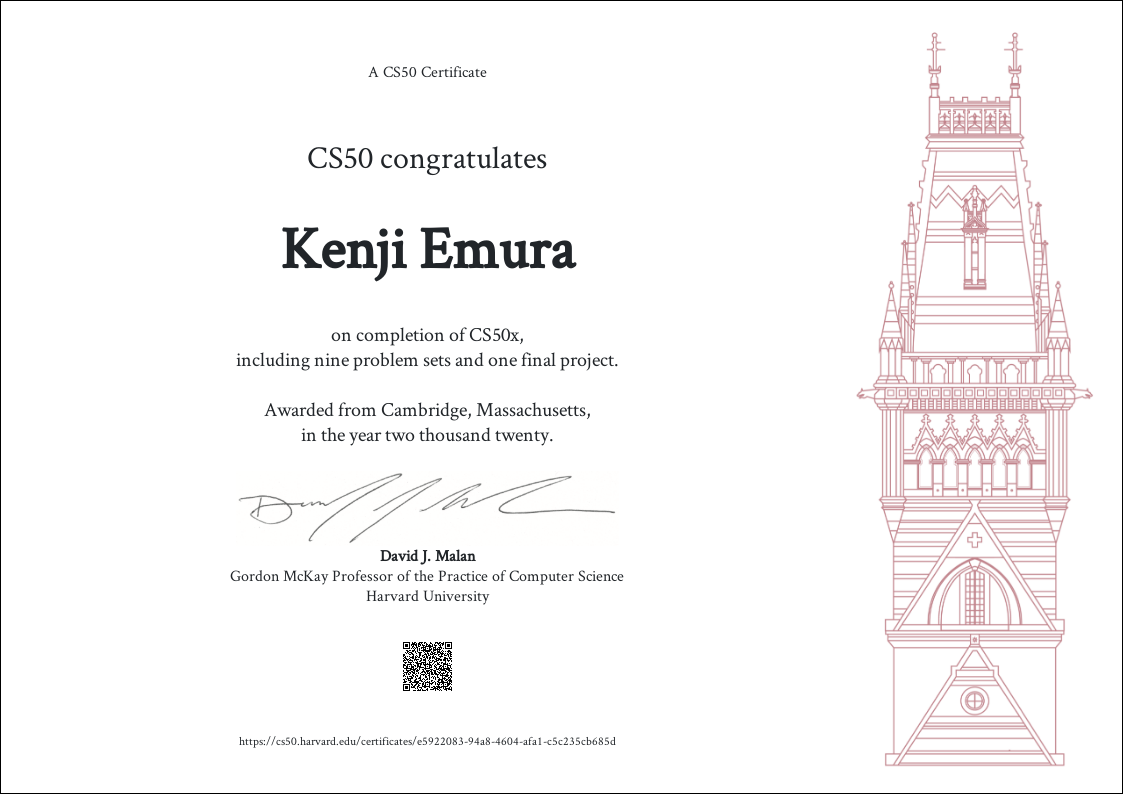 GitHub - KenjiEmura/Harvard-CS50: Harvard's Professional Certification ...