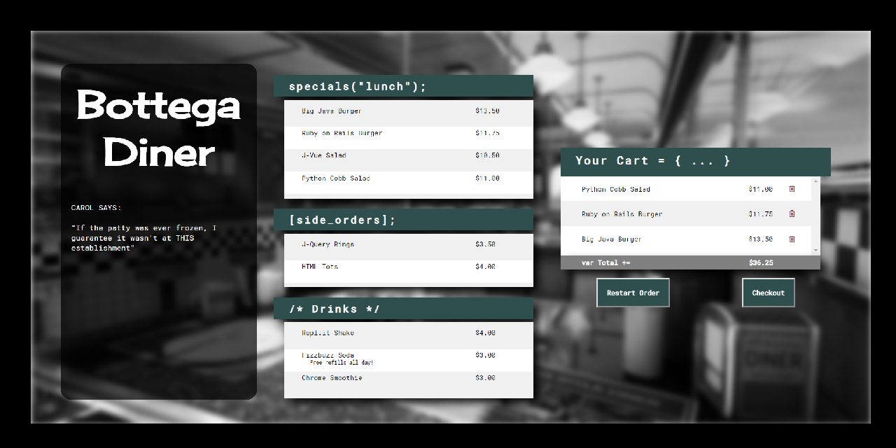 GitHub - drewgoodman/Bottega-Diner: Simulated diner menu using a combination of HTML, CSS, and ...