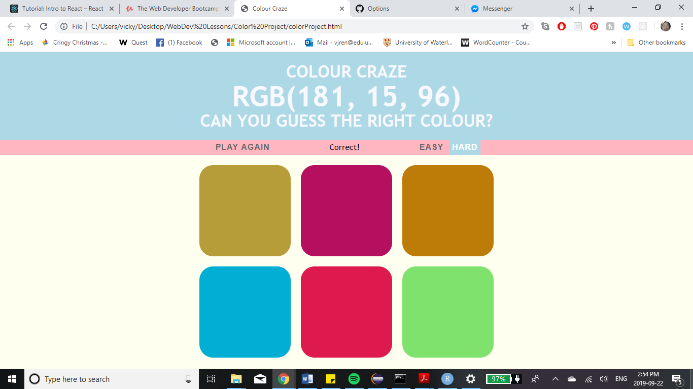 GitHub - victoriaaren/Colour-Craze: JavaScript, CSS, HTML. User ...