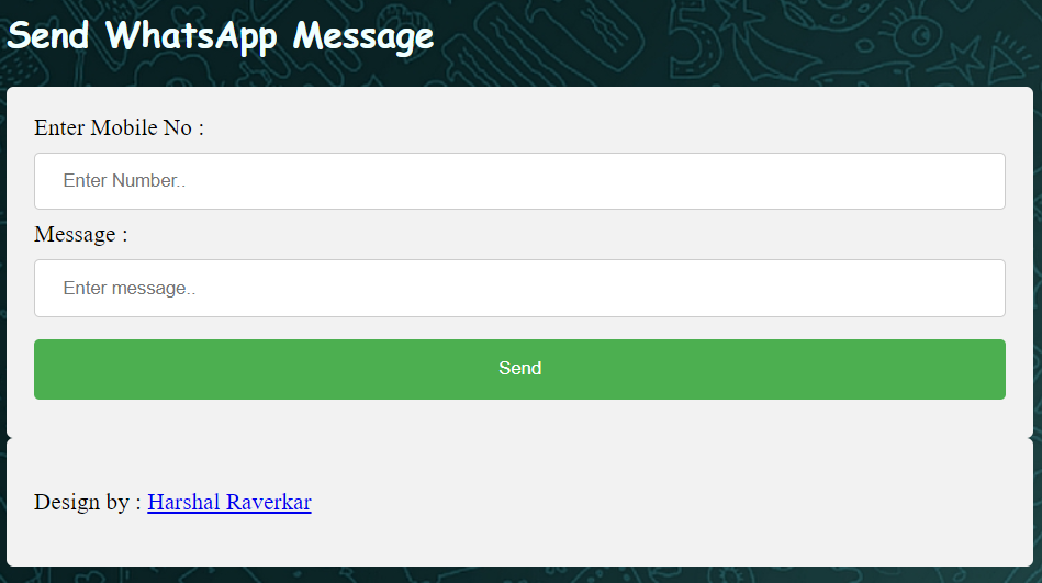 GitHub - hraverkar/WhatsApp: Send whatsapp message without storing ...
