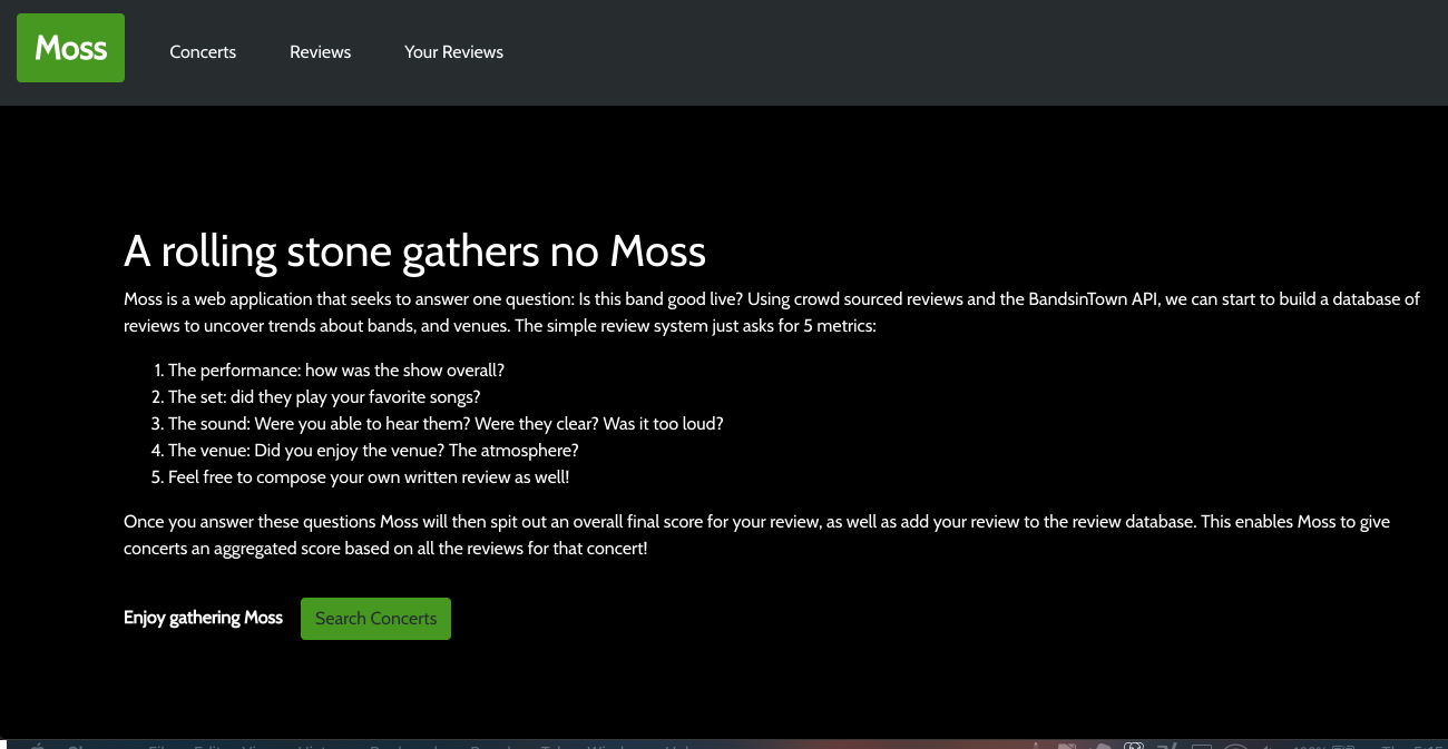 GitHub - MaxBrooks114/moss-client: Moss is a review platform for live musical acts. Think of it ...