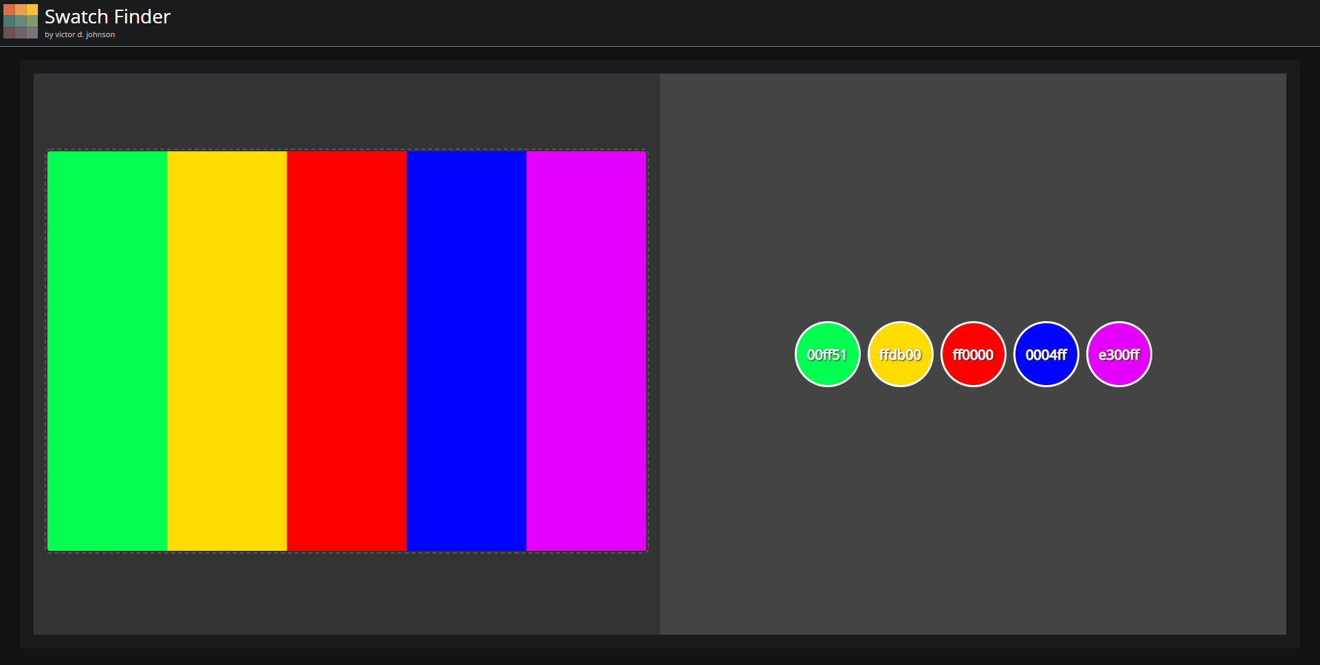 GitHub - dangervalentine/javascript-swatch-finder: Find the prominent ...