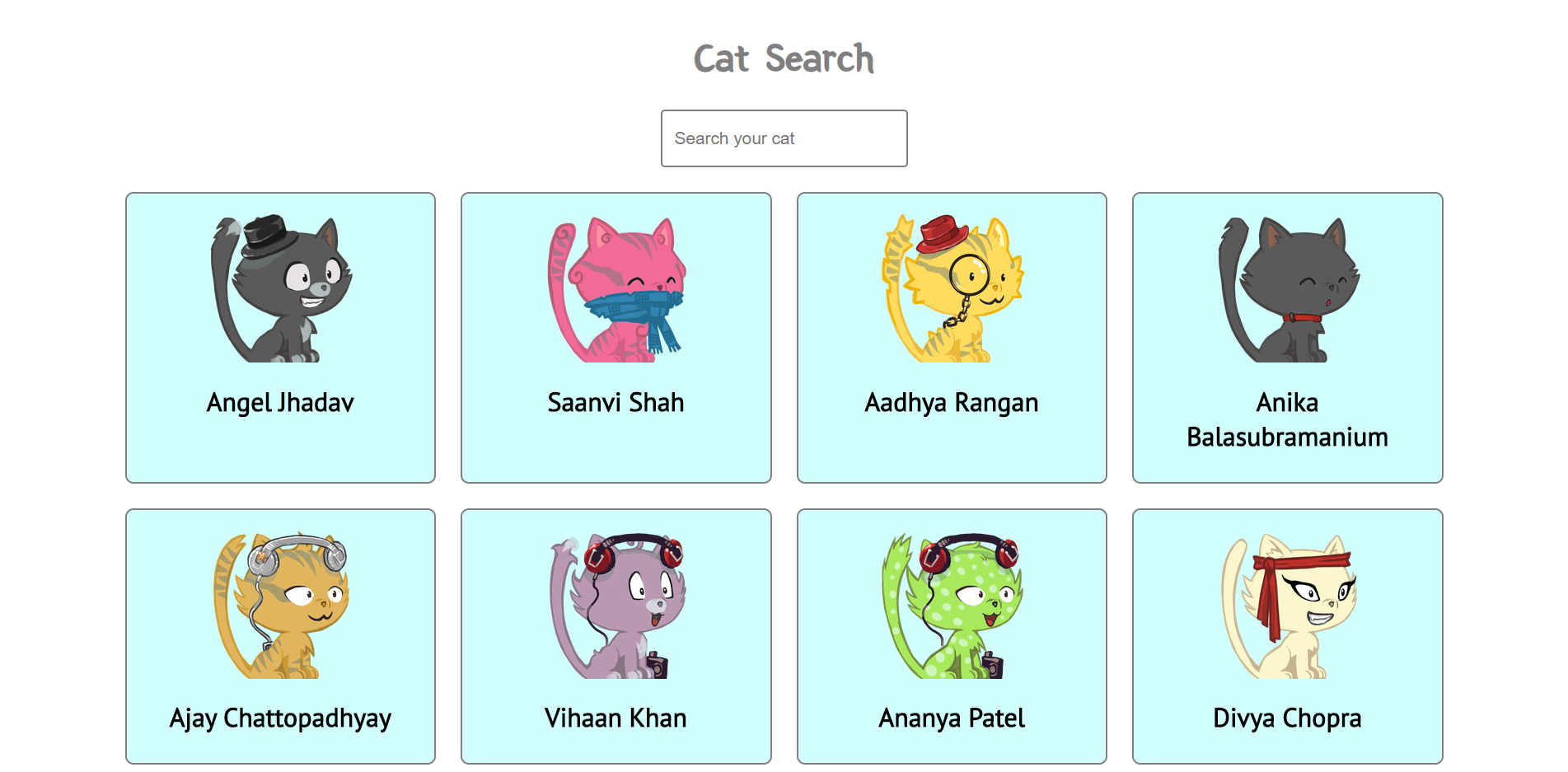 GitHub - PawanKolhe/cat-search: Generate cat characters at random and ...