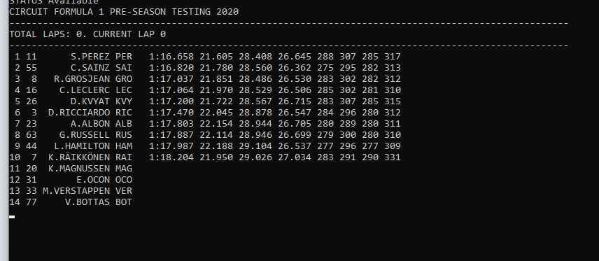GitHub - claudiopizzillo/F1client: Simple F1 live timing client