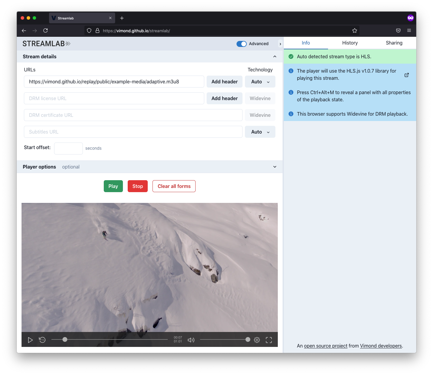 GitHub - vimond/streamlab: Test adaptive streams with convenience.