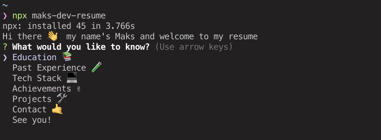 GitHub - maks-akymenko/maks-npm-resume: Code for my online resume as an NPM package