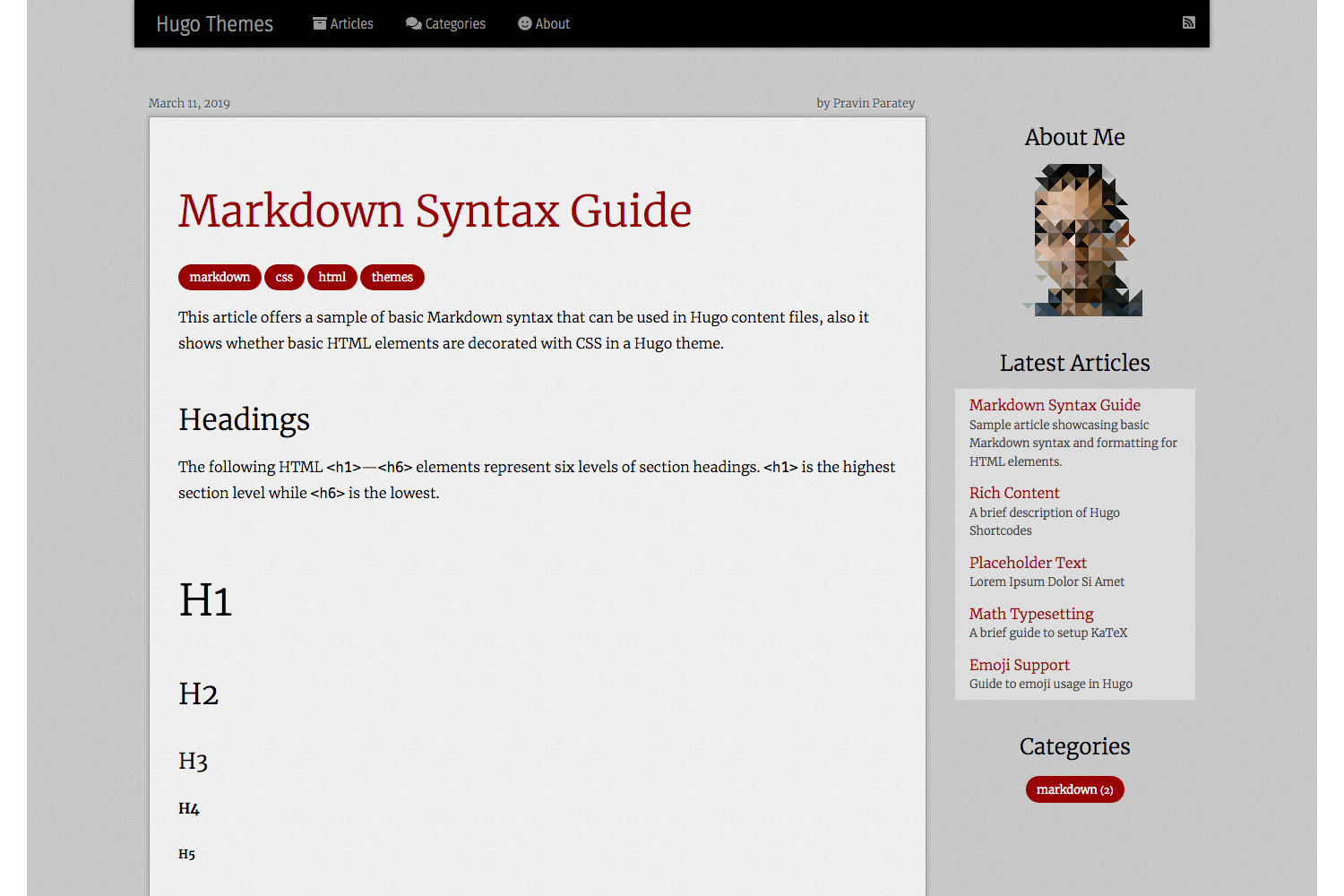 GitHub - pravin/hugo-theme-prav: Custom theme for gohugo static site generator