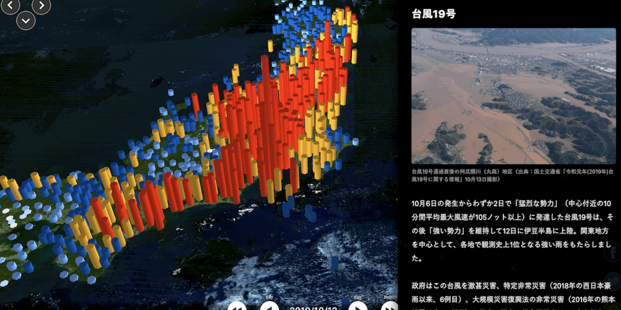 GitHub - kaz-ogiwara/precipitation: グラフィックで振り返る2019年の台風・豪雨災害