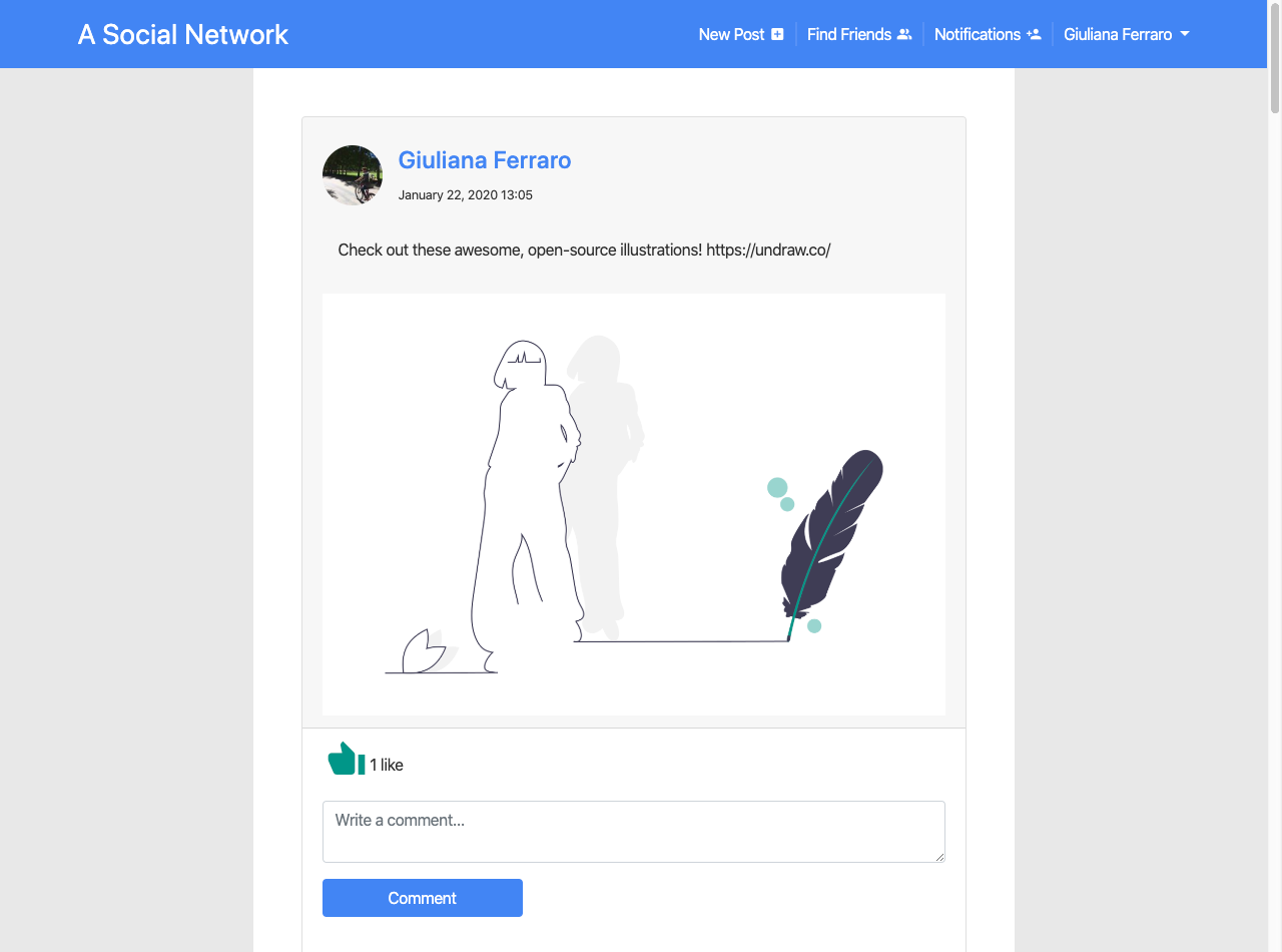 GitHub - gferrarocamus/a-social-network: A Facebook-inspired social ...
