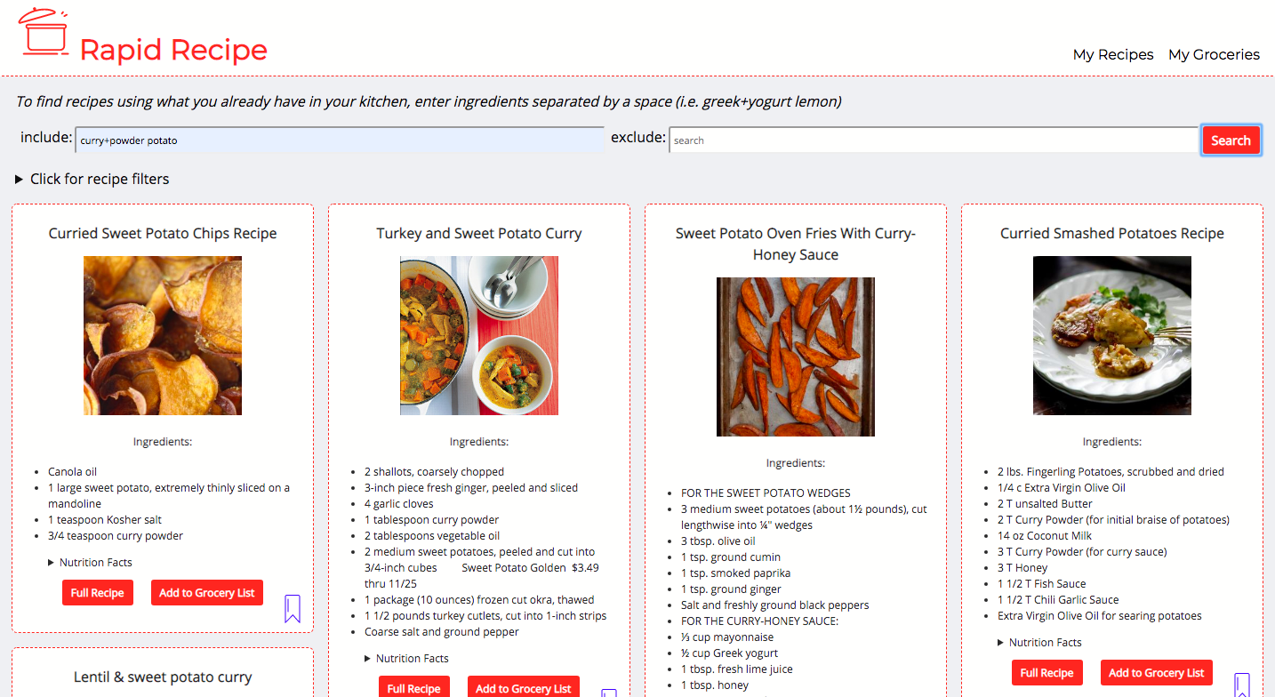 GitHub - aafmisra/Rapid-Recipe: Rapid Recipe: a React app for Project 2 ...