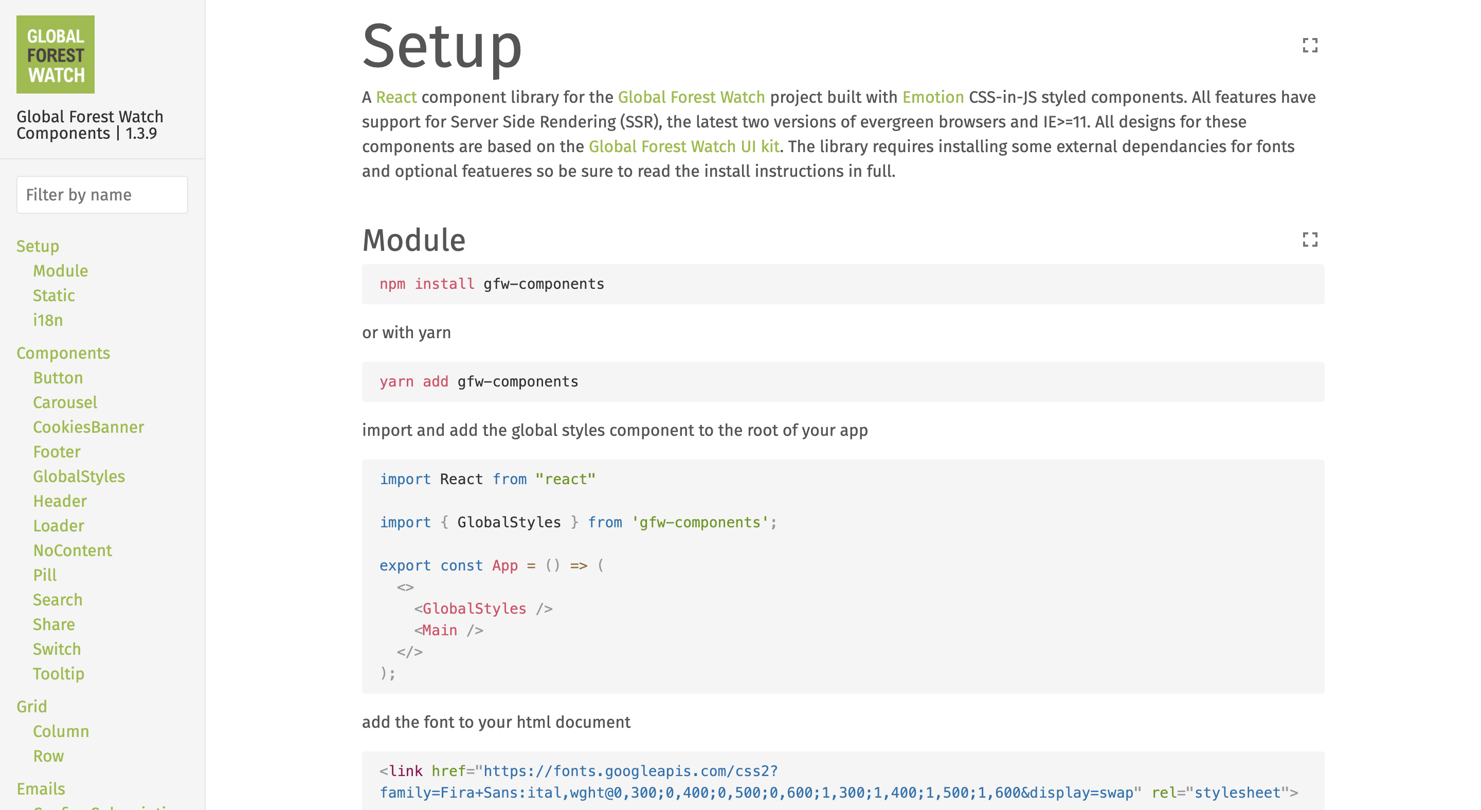 Github Wri Gfw Components React Component Library For The Global