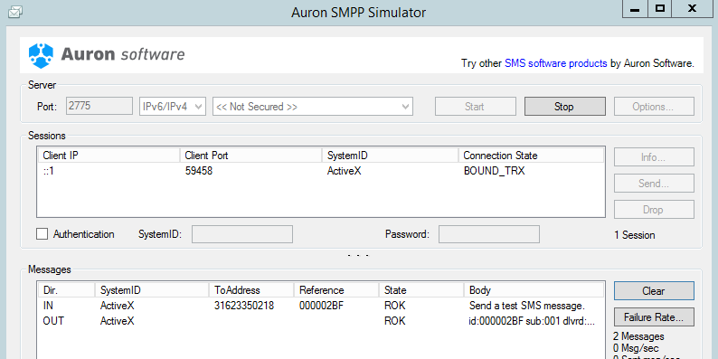 GitHub - Auron-Software/AuSmppSimulator: Auron Software SMPP Simulator. SMPP Server for load ...
