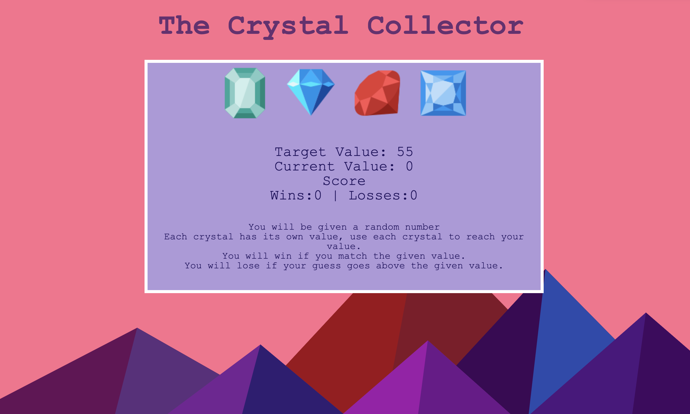 GitHub - LindseyLowther44/unit-4-game: Crystal Collector game using ...