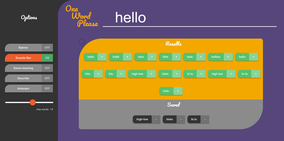 GitHub - larprad/one_word_please: Getting words from other words