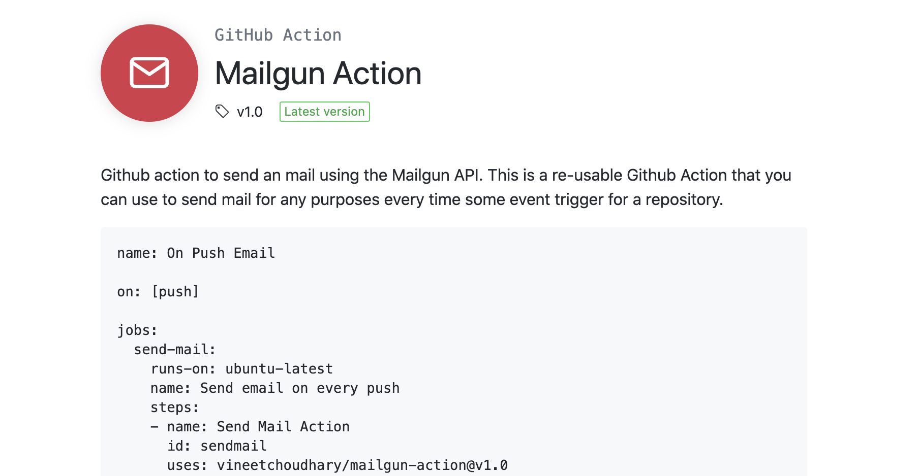 Mailgun Action · Actions · Github Marketplace · Github 