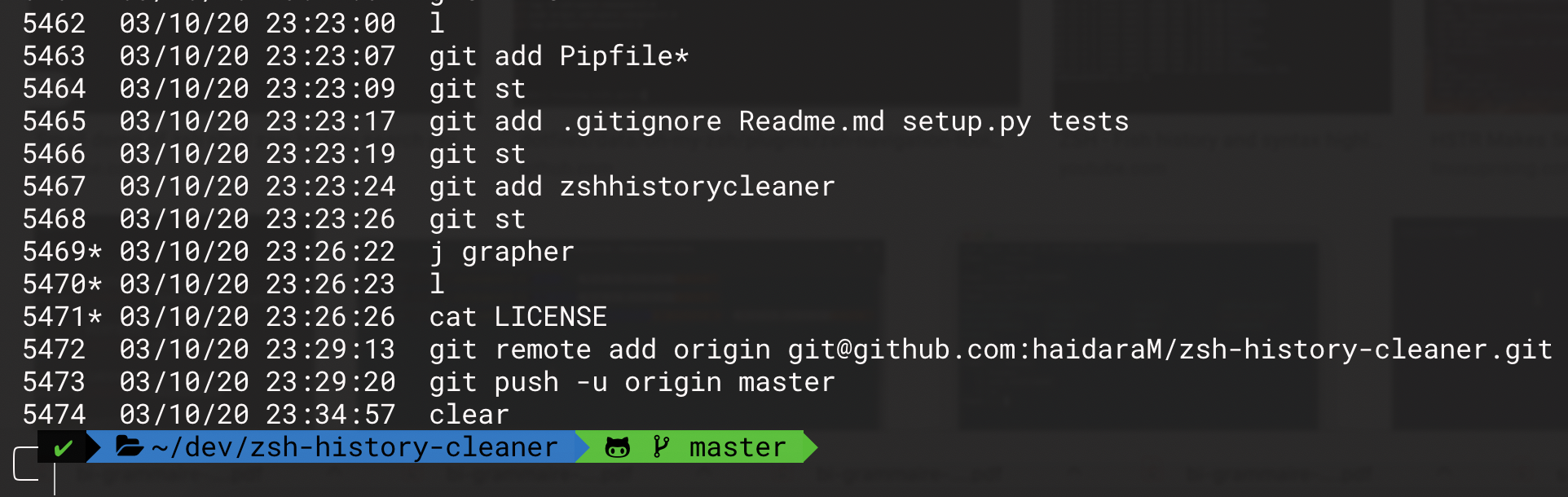 GitHub - haidaraM/zsh-history-cleaner: Clean your ZSH history