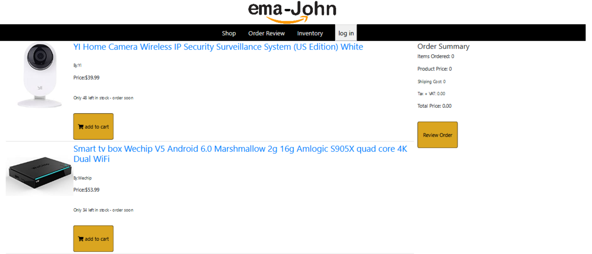 GitHub - oaes/ema-john-simple: E-commerce site using React, Firebase Authentication, Payment ...