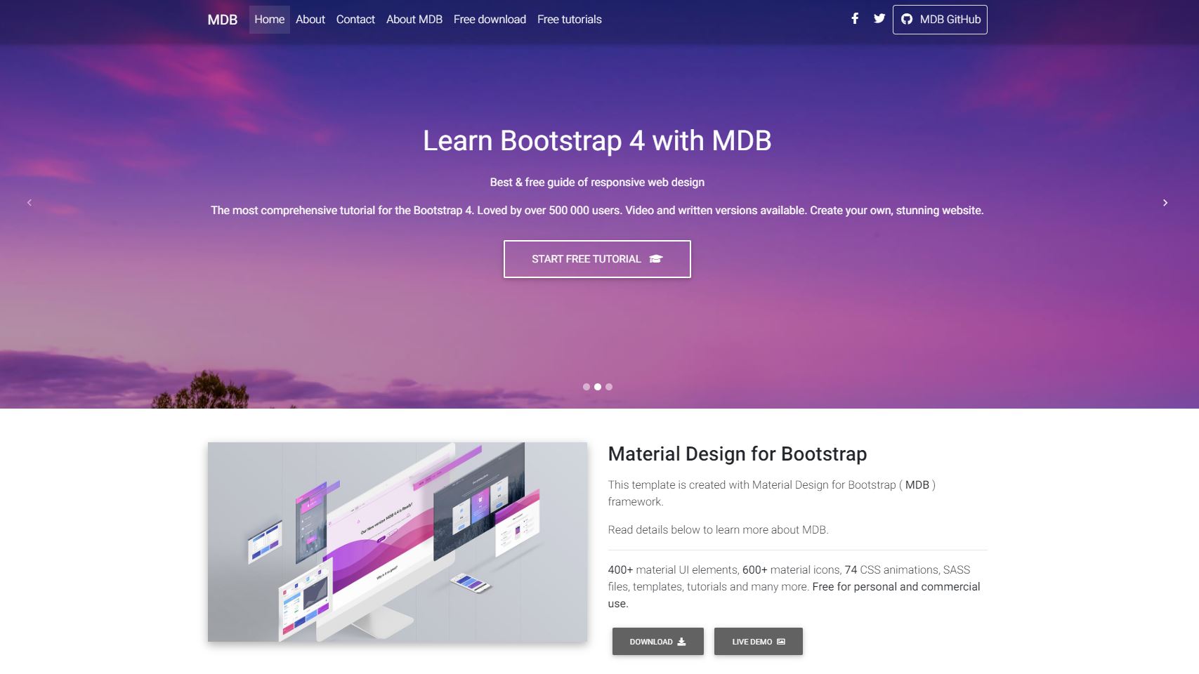GitHub - InnovoTecnologias/MDBHalfPageImageCarousel: MDB Half Page Image Carousel Template in ...
