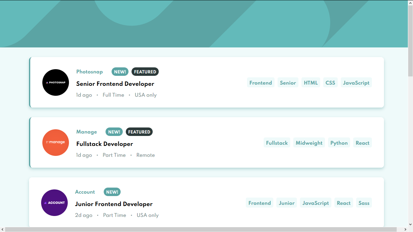 GitHub - akamfoad/static-job-listings: Solution to Static Job Listing ...