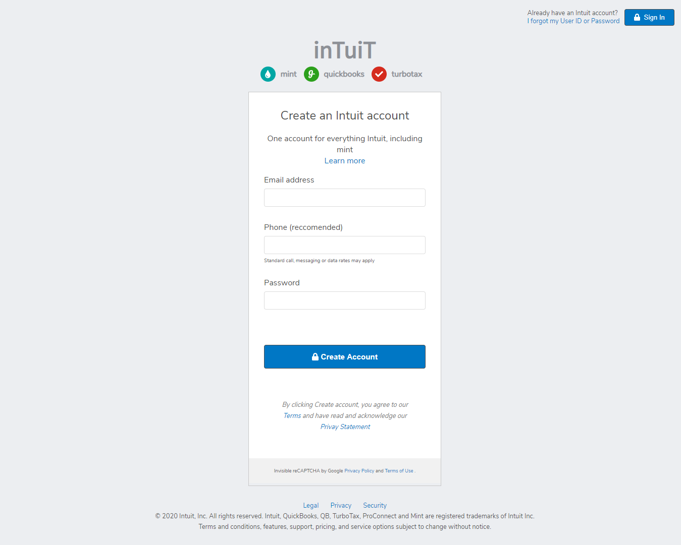 GitHub - expjazz/intuit-clone: A clone of the intuit sign-in page
