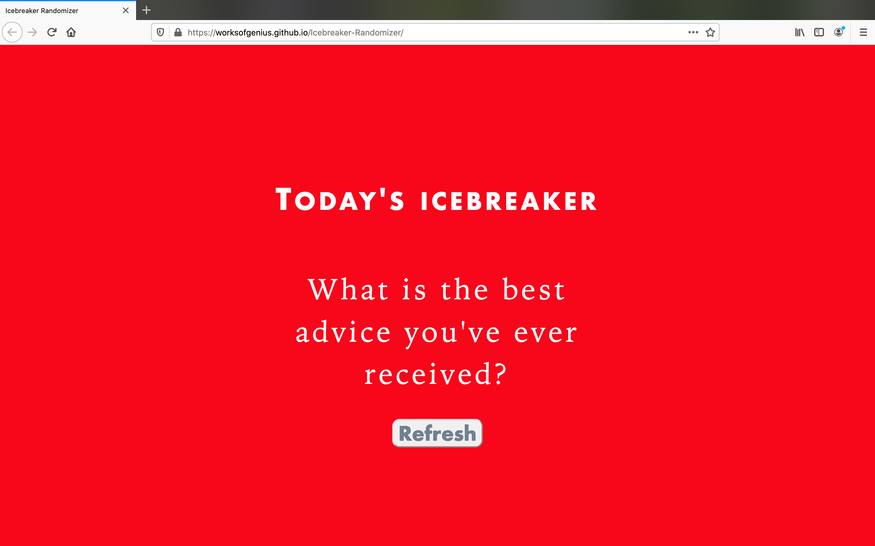 GitHub - worksofgenius/Icebreaker-Randomizer: While many people are ...