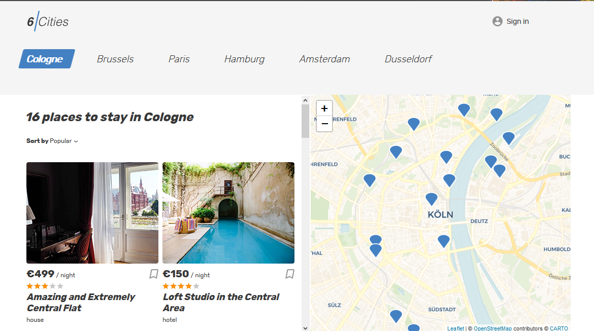 GitHub - raccoonroman/six-cities: Six Cities is a service for travelers (React, Redux, React ...