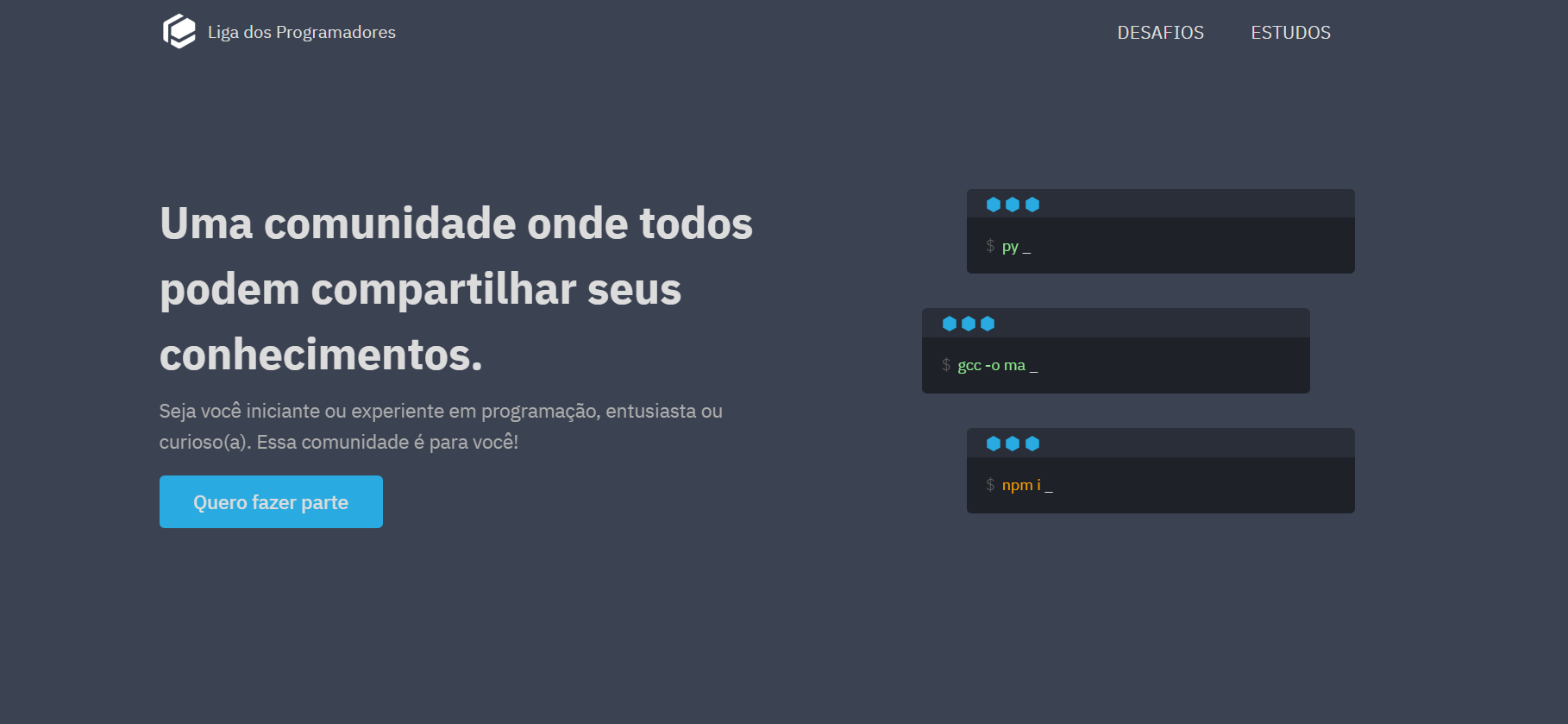 GitHub - Liga-dos-Programadores/liga-landing: Página principal do site da Liga.