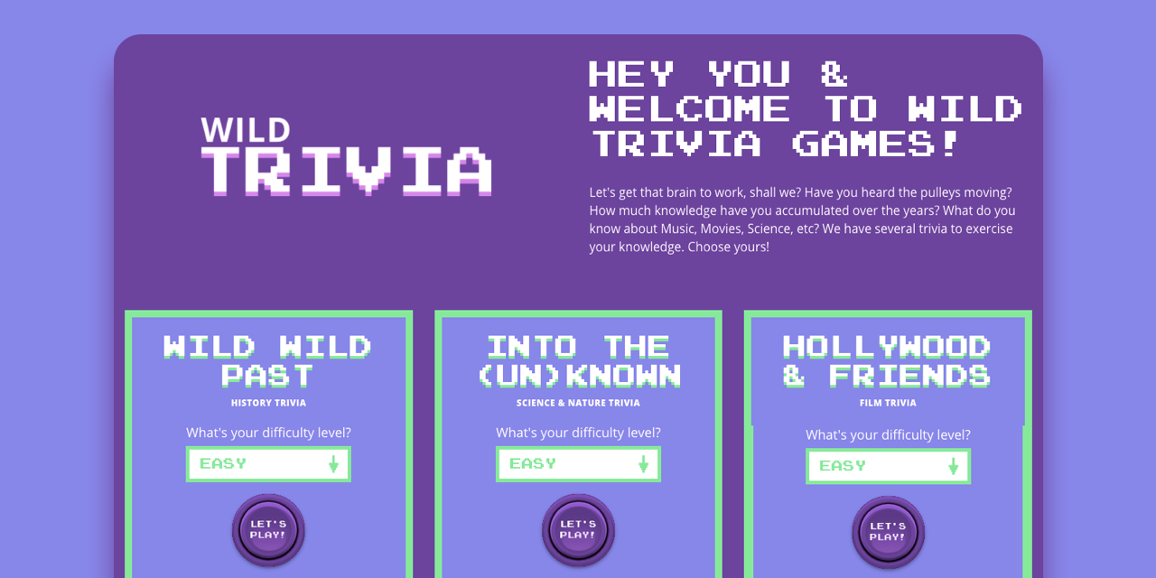 GitHub - Wild-Trivia-Quiz/wild-trivia: A two weeks React group project ...