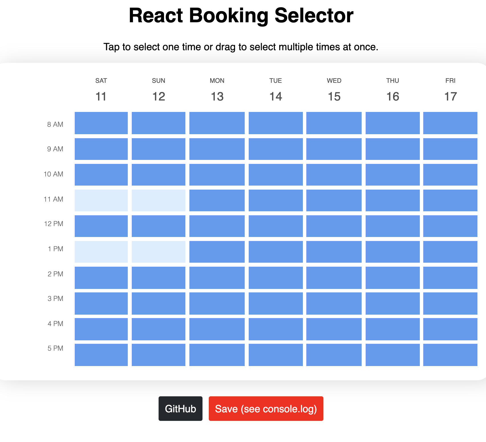 GitHub - garethpaul/react-booking-selector: React Booking Selector