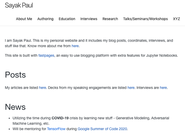 GitHub - sayakpaul/portfolio: Personal site of Sayak Paul. Deployed here 👉