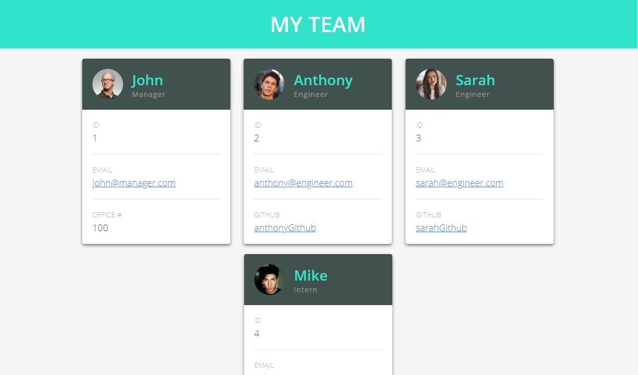 GitHub - aroblesgalit/10-Team-Profile-Generator: Command-line interface ...