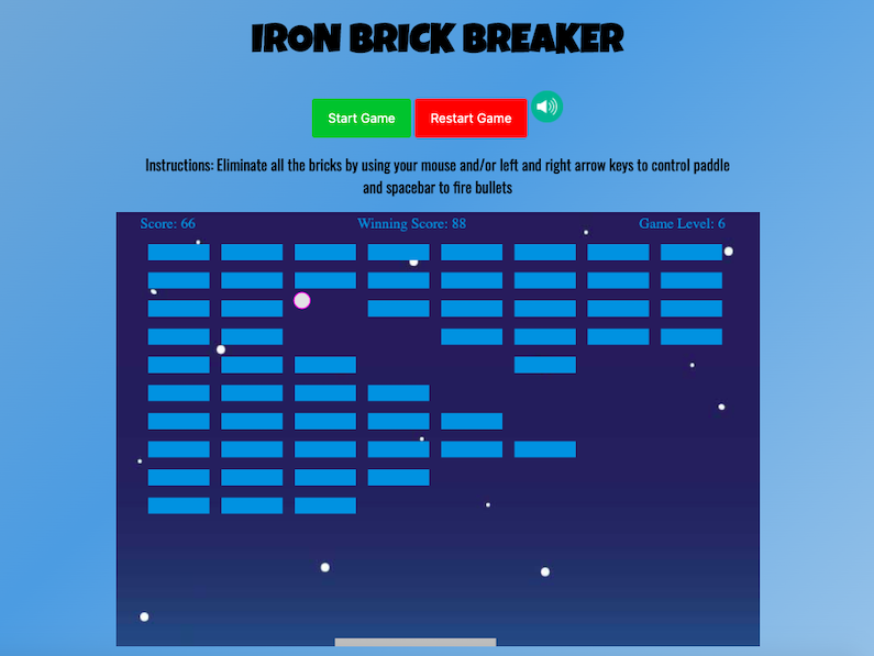 GitHub - codenameRy/Brick-Breaker-Game: Iron Brick Breaker is a single Player JavaScript based ...