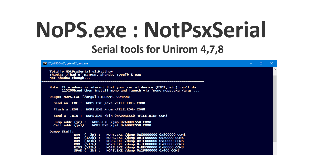 GitHub - JonathanDotCel/NOTPSXSerial: "NoPS" -- Serial/TTY suite for Unirom 8 featuring kernel ...