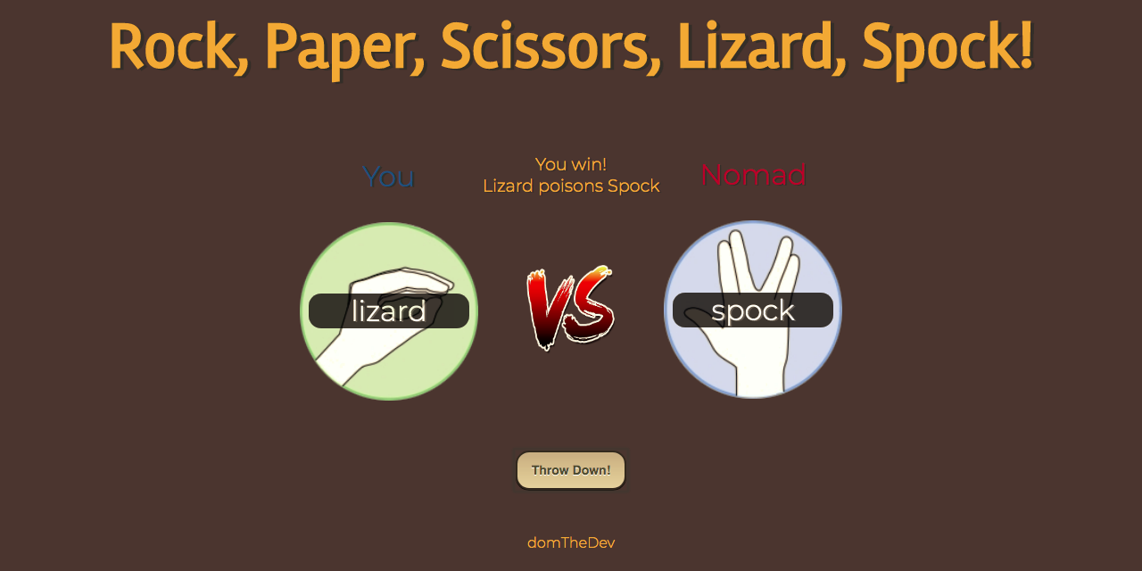 GitHub - DomGonzalesIII/RockPaperScissorsLizardSpock: It's Rock, Paper ...