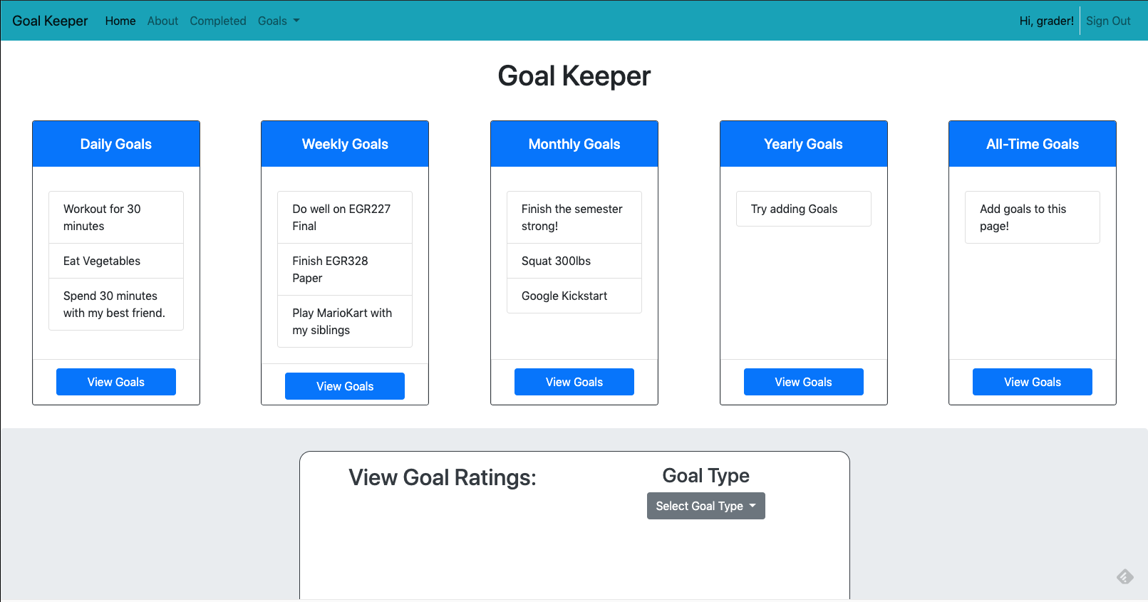 GitHub - Robbyswimmer/Goal-Keeper: Goal Keeper is a website to help ...