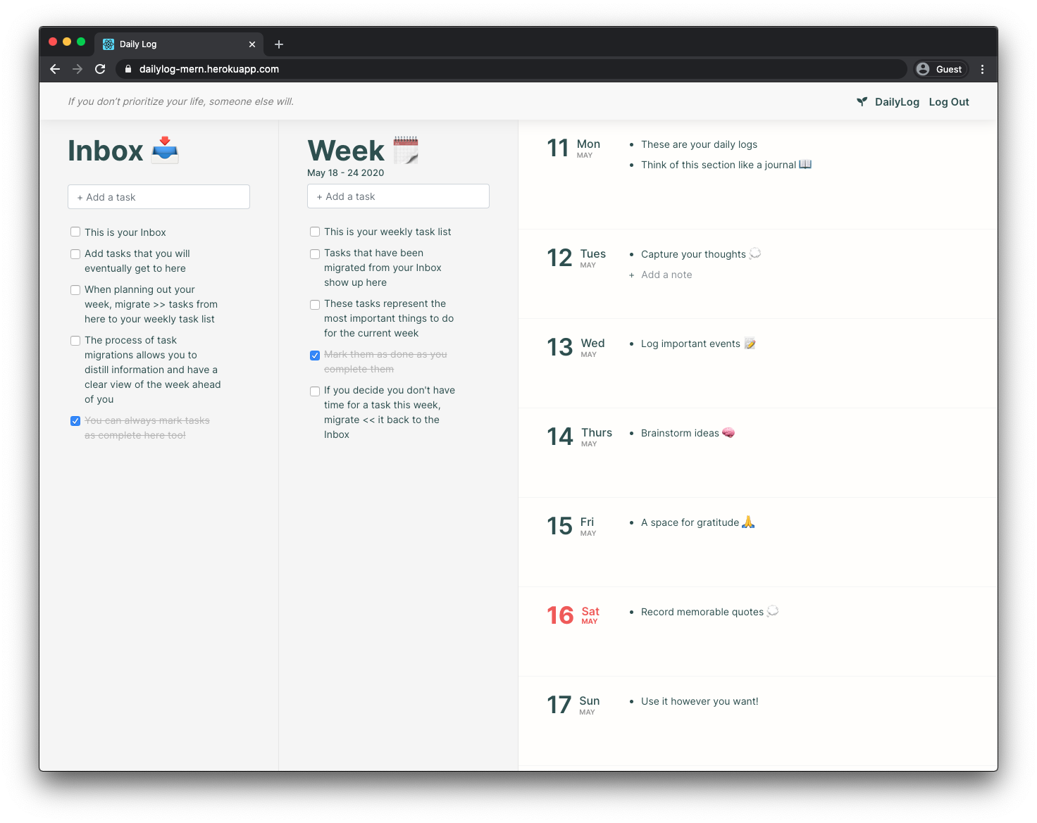 GitHub - bernallium/daily-log-app: A note taking and task manager app ...