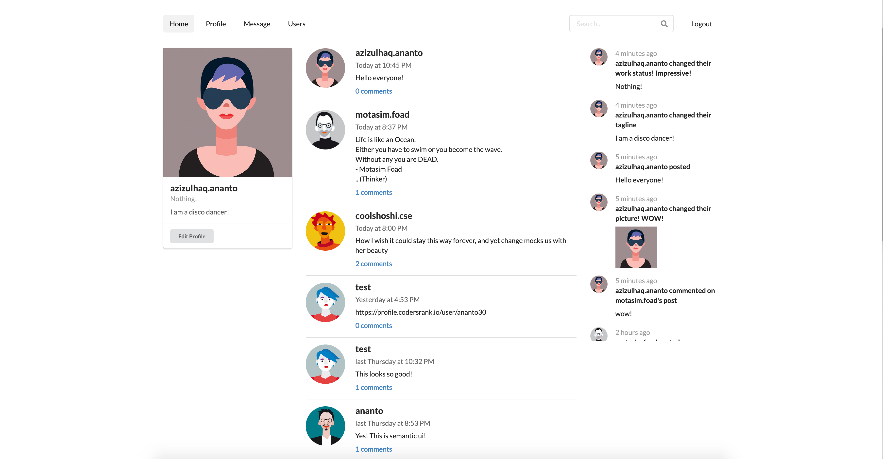 GitHub - Ananto30/golpo: Social network using react and express (old version of the current ...