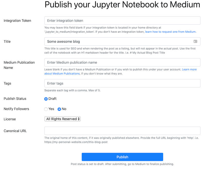 Github Dexplojupytertomedium Python Package For Publishing Jupyter Notebooks As Medium 