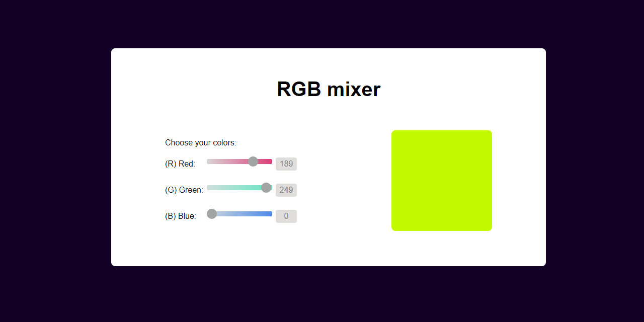 GitHub - analuizacastro/rgb-mixer: 🌈 Website that allows you to see rgb ...