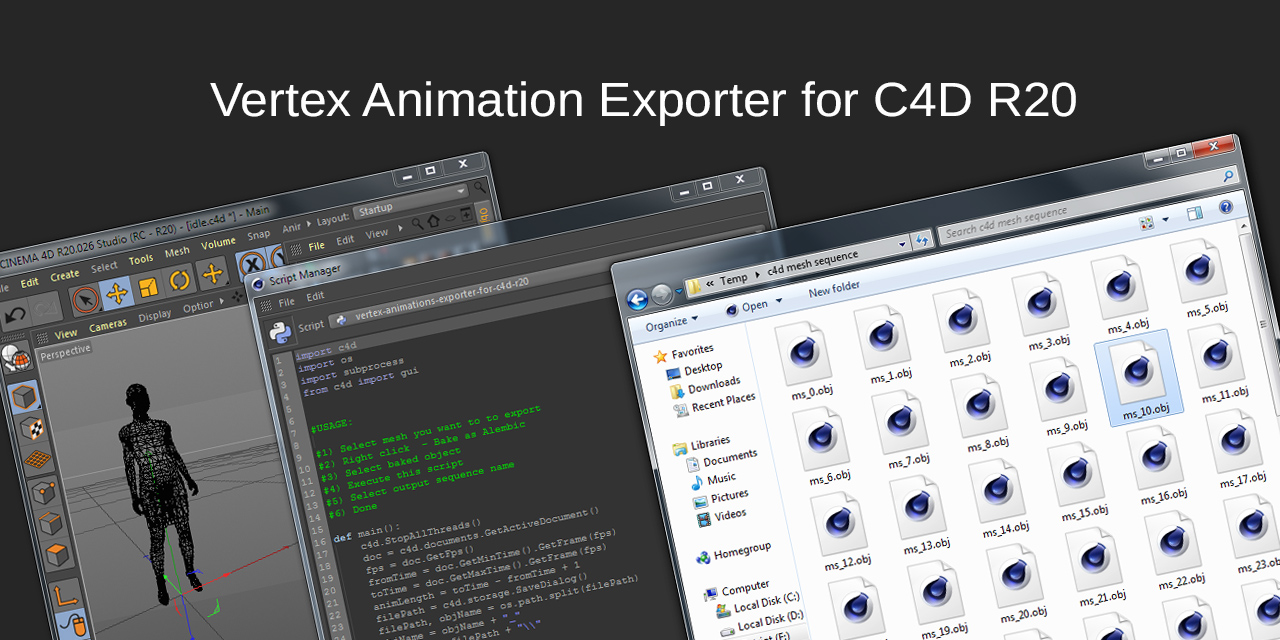 GitHub - polyflow3d/vertex-animations-exporter-for-c4d-r20: Scripted (.py) .obj sequence ...