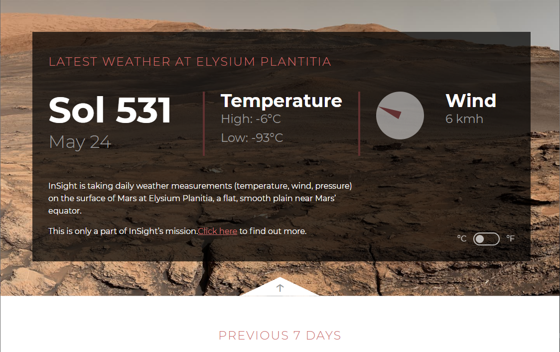 GitHub - codefoxx/mars-weather-app: LATEST WEATHER AT ELYSIUM PLANTITIA