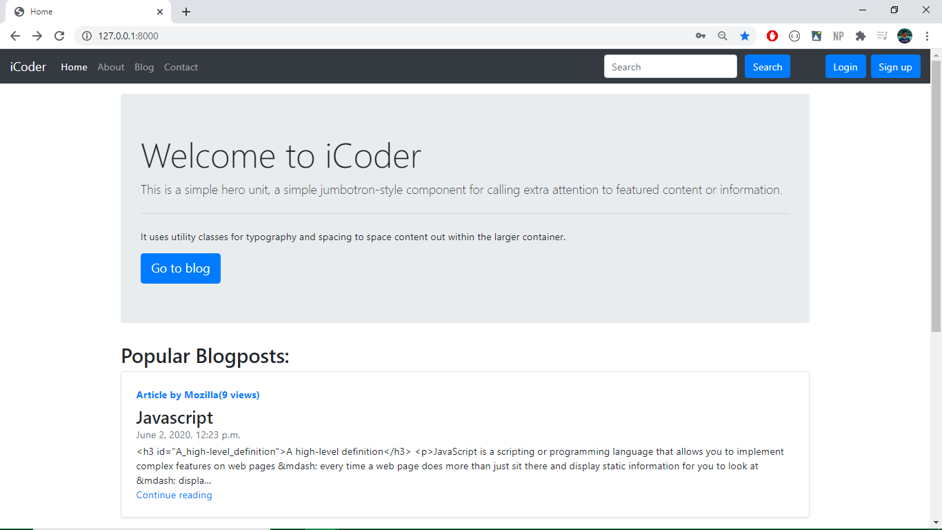 GitHub - AshishMhrzn10/iCoder: Simple blog website using django