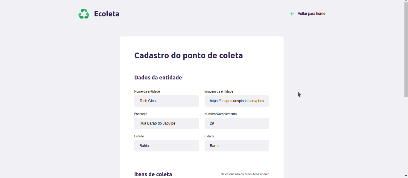 GitHub - ReinanS/eColeta: Ecoleta is a website developed at NLW, which is a practical week with ...