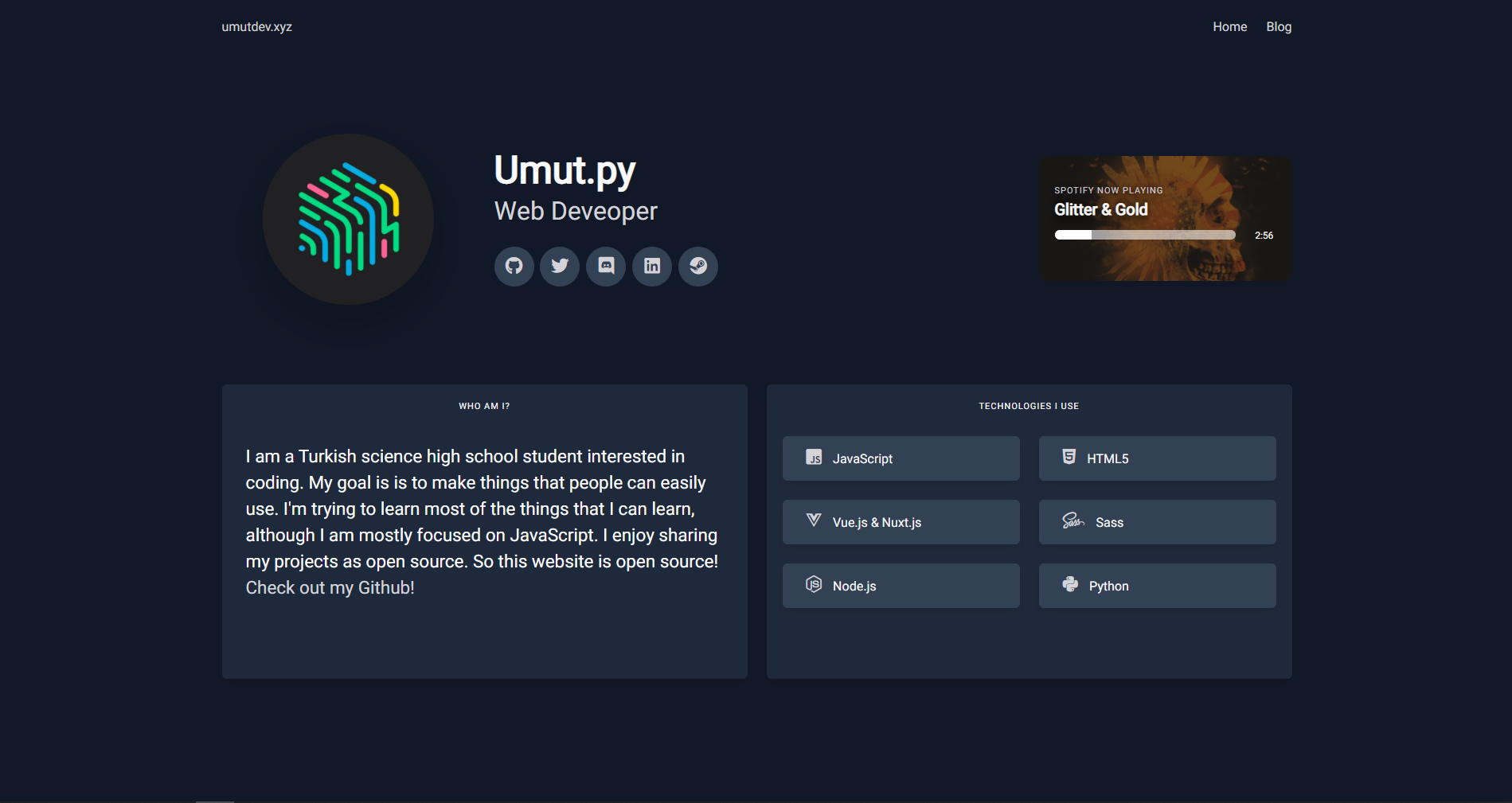 GitHub - UmutGulmez/website: 📂 My Personal website source code!