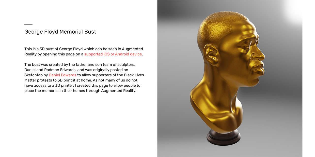 GitHub - eman2XR/George-Floyd-AR-memorial: Augmented Reality bust of ...