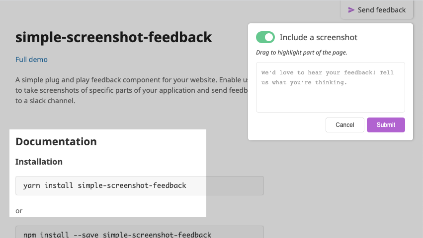 GitHub - cathykc/simple-screenshot-feedback: A simple plug and play ...