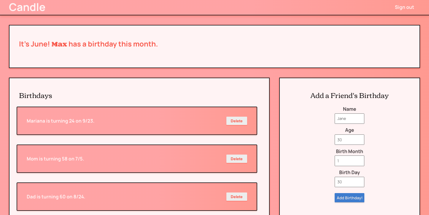 GitHub - ljg2gb/Candle: A Full-Stack Birthday Reminder App built in ...