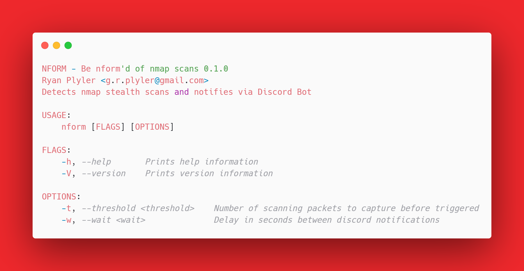 GitHub - grplyler/nform: A Simple NMAP Stealth Scan Detector with ...