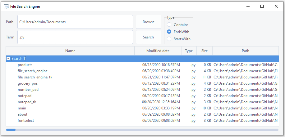 GitHub - israel-dryer/File-Search-Engine-Tk: A file search engine built ...