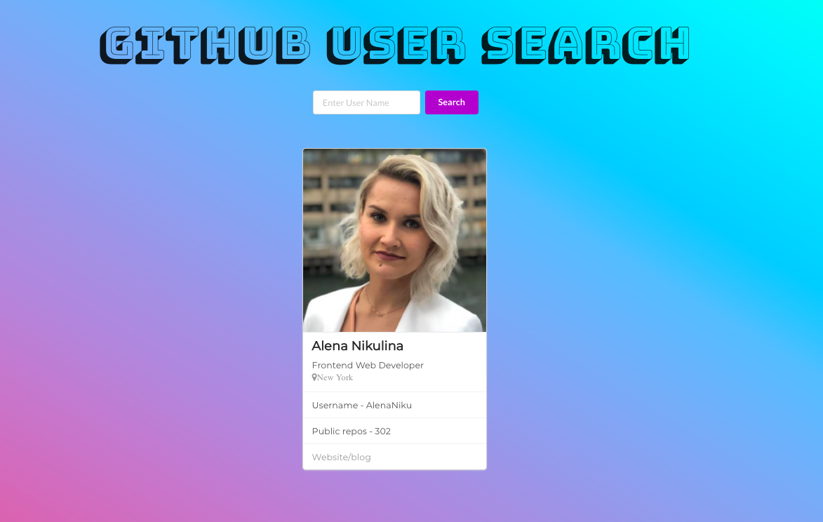 GitHub - AlenaNiku/github-finder: Find any user on Github by username ...